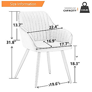 Awonde Faux Leather Accent Chair Set of 2 Modern Arm Chairs for Living Room Kitchen Dining Room Chairs with Metal Legs Beige