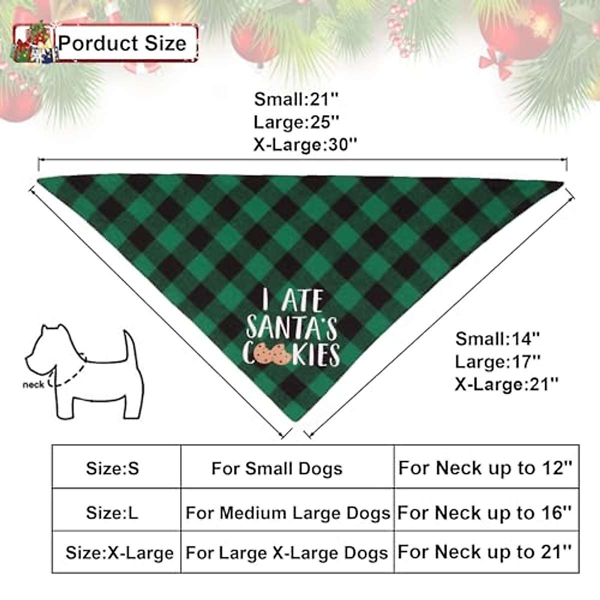 PTDECOR 2 Pack Dog Christmas Bandanas, Classic Red Green Plaid Dog Bandana Scarf Triangle Bibs Kerchief Christmas Dog Bandanas for Medium Large Dogs Pets (Christmas, Large)