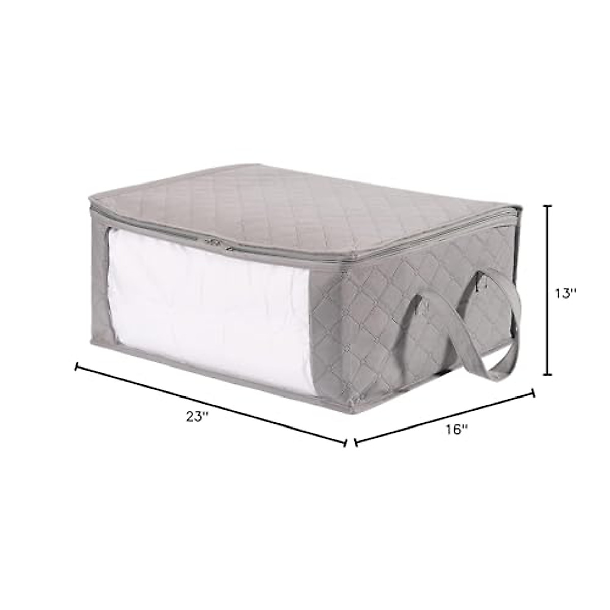 AzxecVcer 3 Pack Storage Bags,Foldable Storage Bag Organizers, Large Clear Window & Carry Handles,Under Bed Organizer Bag for Closets, Bedrooms for Comforters,Blankets,Clothes,Quilts and Towels, Gray)