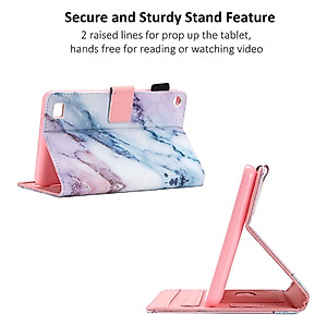 Dteck Case Cover for Kindle Fire 7 Tablet (7" Display, 9th/7th/5th Generation, 2019/2017/2015 Release) - Auto Sleep Wake Case Synthetic Leather Wallet Protector Fold Stand Kindle Cover (White Marble)