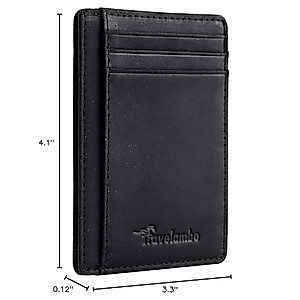 Travelambo Slim Wallet Front Pocket Minimalist Leather RFID Blocking Medium Size