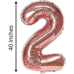 40 Inch Rose Gold Jumbo 2 Number Balloons Huge Giant Balloons Foil Mylar Number Balloons for Birthday Party,Wedding, Bridal Shower Engagement Photo Shoot, Anniversary (Rose Gold,Number 2)
