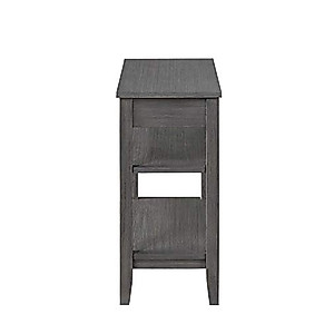 Convenience Concepts American Heritage 1 Drawer Chairside End Table with Shelves, Dark Gray Wirebrush