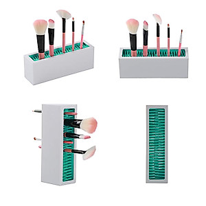 Jamend Clxp Makeup Brushes Holder Organizer, Silicone Vanity Air Drying Rack Display Storage for Brush, Eyeliners and More, Practical Cosmetic Tools Container (Pink-White)