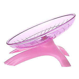 POPETPOP Flying Saucer Wheel Spinner Non Slip Run Disc for Hamsters Hedgehogs Small Pets Exercise Wheel (Pink)