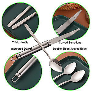 Grapefruit knife & Grapefruit Spoons, Grapefruit Utensil 3 Pieces Set, Stainless Steel Serrated Edges Grapefruit Knife and Spoon, Dishwasher Safe & Kitchen Utensils (Silver)