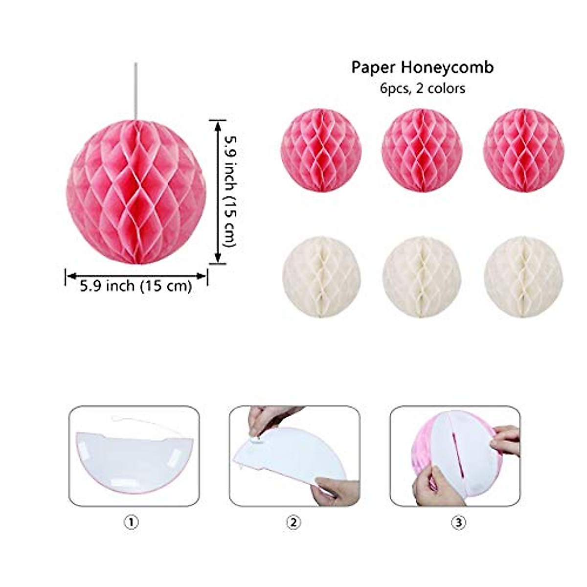 Baptism Decorations for Girls with 6pcs Paper Honeycombs, Baptism Banner Confirmation Communion Decorations