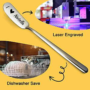 Myakako Funny Butter Knives, Peanut Butter Knife, I Love Nutella, Engraved Stainless Steel Butter Cheese Knives Peanut Butter Breakfast Spreader for Peanut Butter Lovers Knives