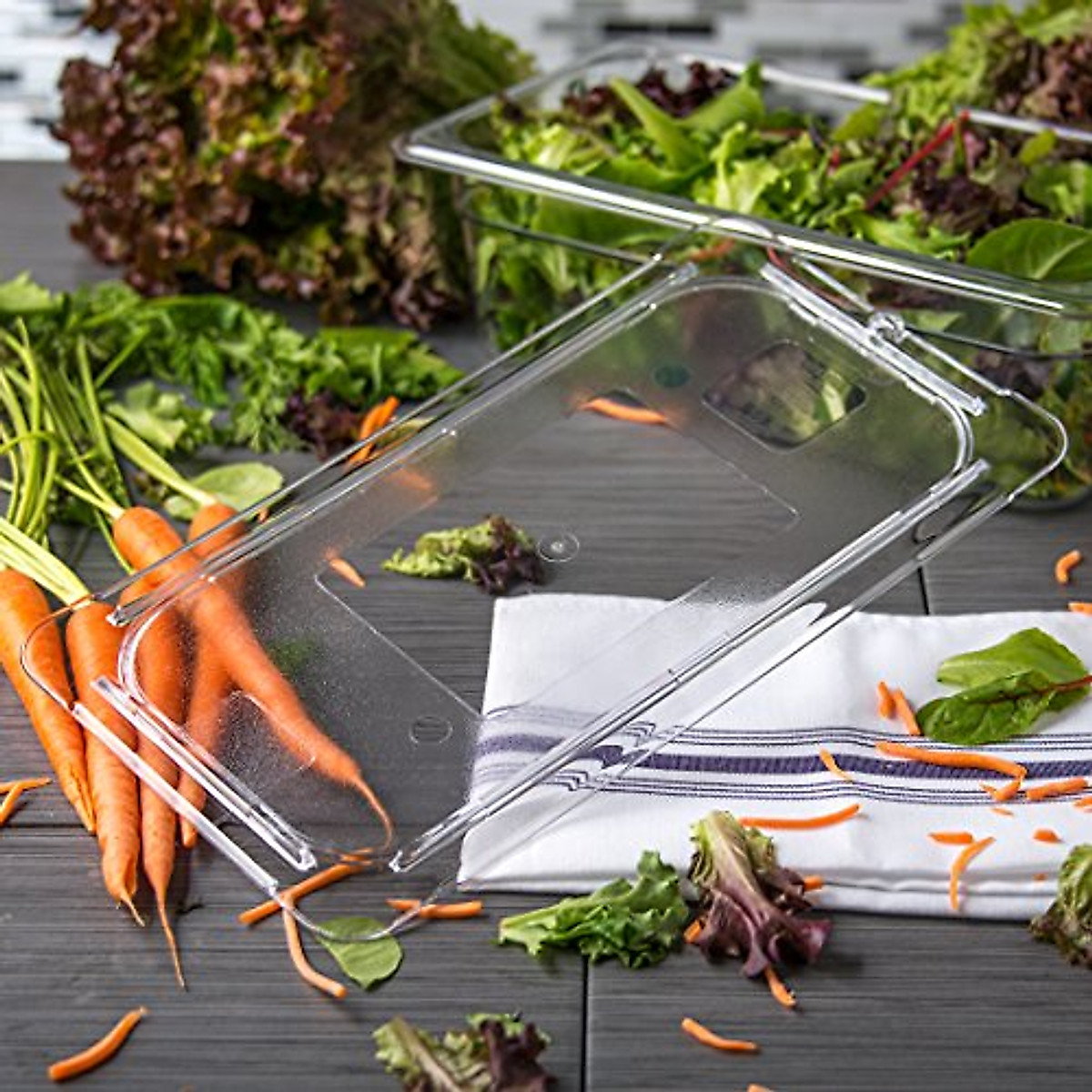 Carlisle FoodService Products 10276U07 Polycarbonate Universal Flat Lid, 12-3/4" Length x 7" Width x 7/16" Height, Clear, For TopNotch One-Third Size Food Pans (Case of 6)
