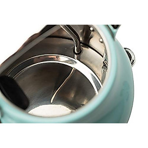 Haden 75004 Heritage 1.7 Liter (7 Cup) Stainless Steel Electric Kettle with Auto Shut-Off and Boil Dry Protection, Turquoise