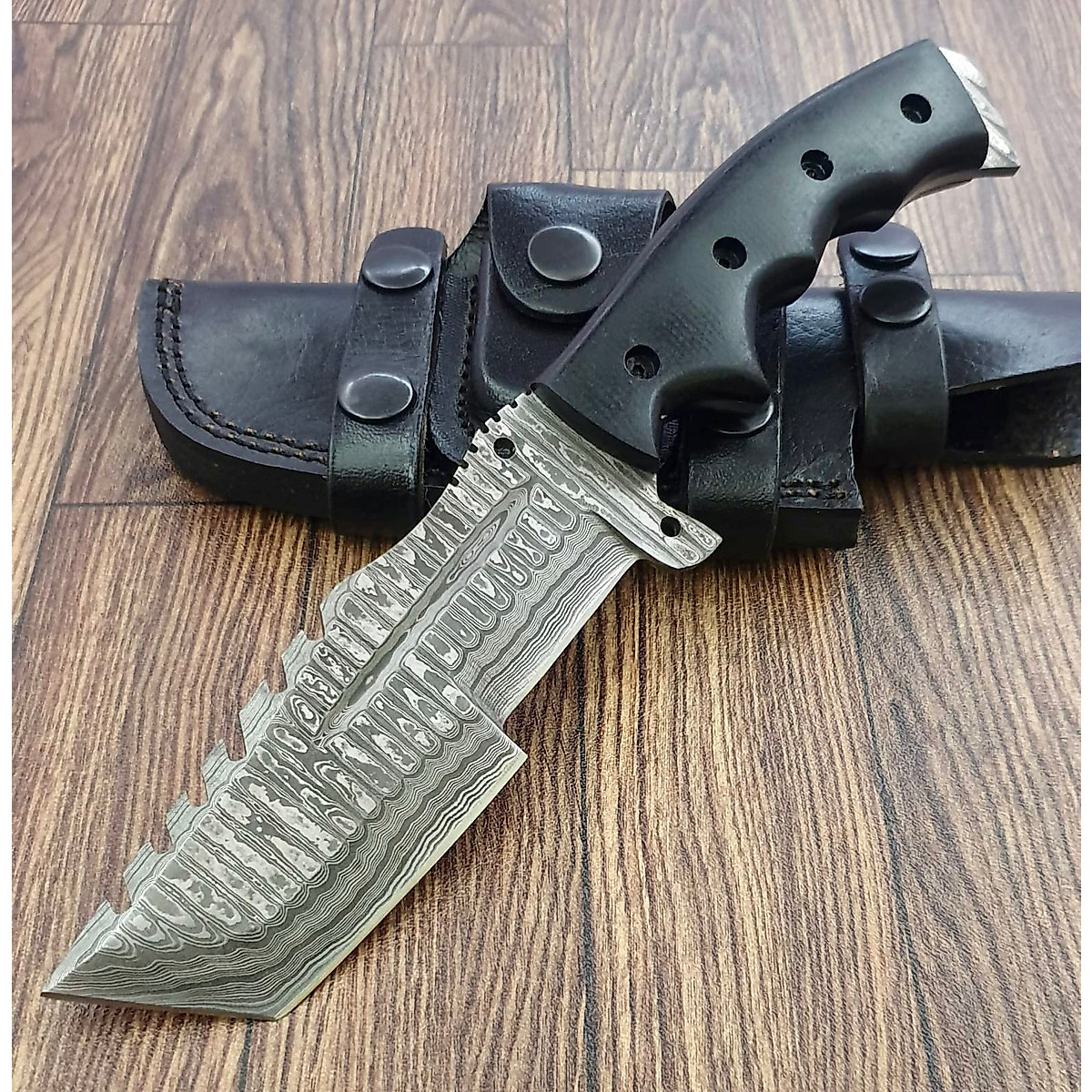 TR-1168 Custom Handmade Damascus Steel 10 Inches Tracker Knife - Perfect Grip walnut wood Handle (TR-2196)