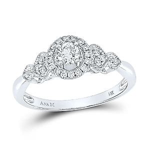 Dazzlingrock Collection 14kt White Gold Round Diamond Solitaire Bridal Wedding Engagement Ring 1/2 Cttw