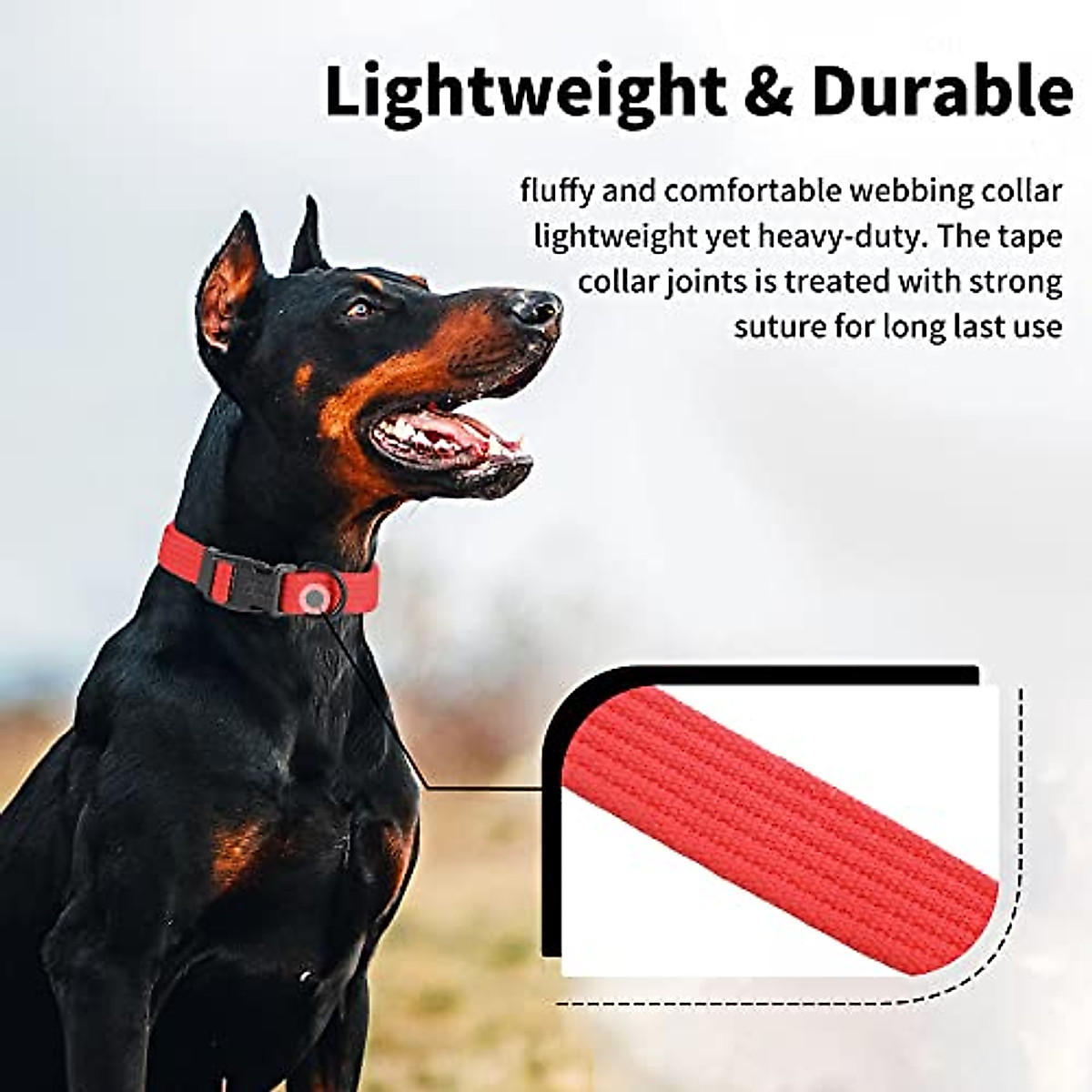 lynxking Dog Collar Soft Padded Breathable Cotton Solid Color Strong Adjustable Pet Collar for Little Puppy