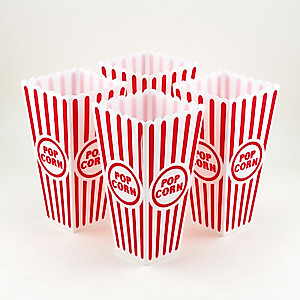 Tytroy 8 Piece Plastic Reusable Movie Theater Style Popcorn Containers Set Holiday Gift Christmas