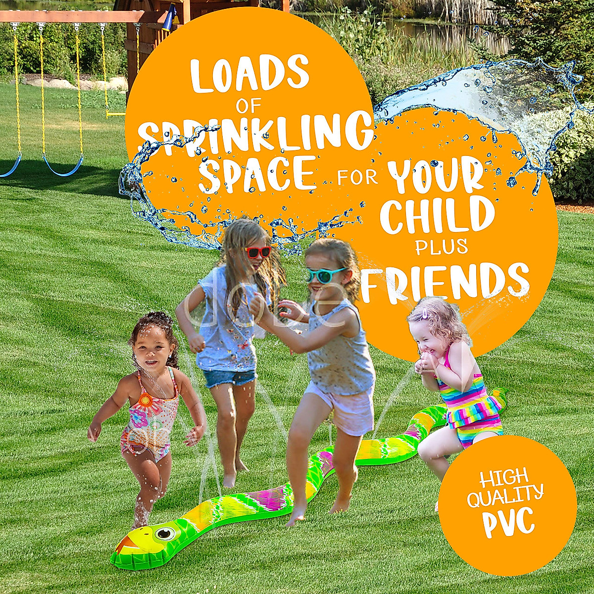 Splashin'kids Outdoor Snake Sprinkler Summer Blast Toddler Water Toys for Children Infants Boys Girls and Kids Perfect Outside Inflatable Water Park for Backyard Fun