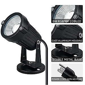 RAIFOOLLY Landscape Lights, Remote Control Spotlight with 16 Colors,Waterproof LED Ground Lighting with Spike and Base for Garden Pathway Patio Yard Plants（Plug-in）