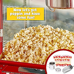Popcorn Machine Supplies Set, 5 Bags Of Popcorn Kernels Kit (Large Butterfly Kernels, Salt Seasoning, and Popcorn Oil), 100 Popcorn Bags (1 oz. Paper), 1 Popcorn Scoop, 1 Popcorn Season Salt Shaker