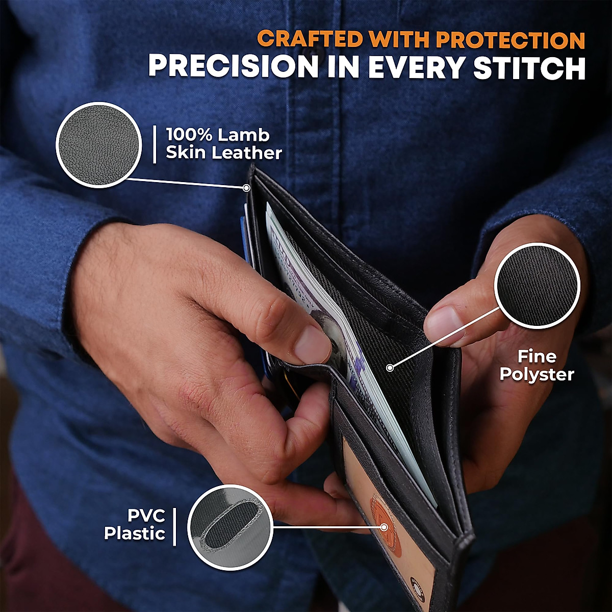 Leather Impressions Slim Genuiue Leather Wallet for Men - Bifold wallets for Men with 1 ID window,8 Card Holder,2 Money Holder-Premium Mens Wallet leather an excellent gift (Minimalist, Black)