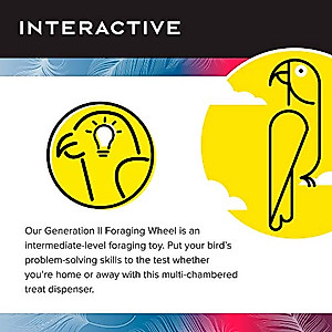 Featherland Paradise | Creative Foraging Systems Bird Cage Feeder (Gen II) - Extra Large| Intermediate Level Foraging Wheel | Interactive Bird Feeder for Large Birds
