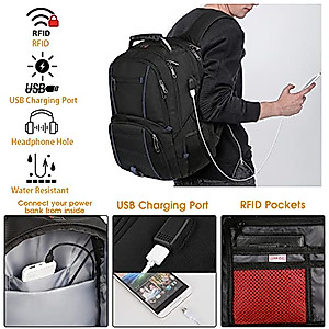 LTINVECK Extra Large 50L Travel Laptop Backpack, Computer bag Backbag with USB Charging Port, TSA Friendly Durable Big RFID Heavy Duty Business Tech Backpack Fits 17 Inch Laptops for Men Women