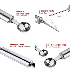 Fruit Vegetable Cutter Shapes Set, Mini Pie and Cookie Stamps Mold(8 pcs) with Melon Baller Scoop ＆ Carving Knife, Stainless Steel, DIY Fun Food Decorating Tools cookie cutter for Kitchen