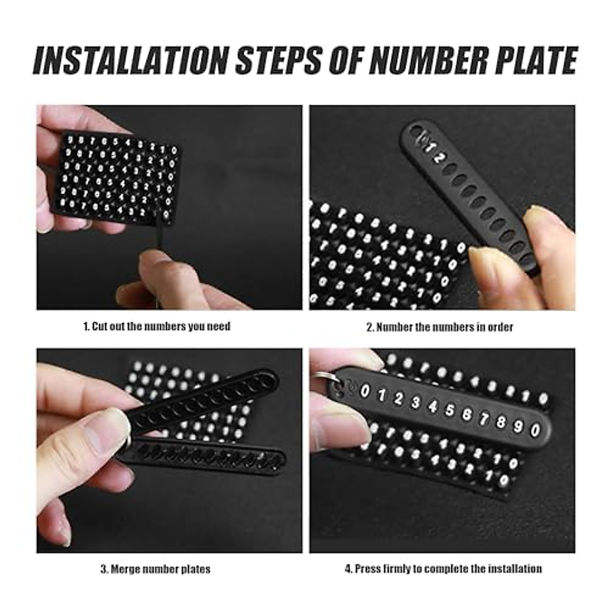 Hawyet 1 PC Car Keychain, Anti-lost Number Card Braided Rope Organizer with Horseshoe Buckle, Universal for Most Cars (Pink)