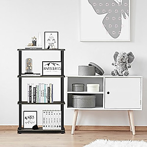 Furinno Turn-N-Tube 4-Tier Multipurpose Shelf Display Rack, Square Tube, French Oak Grey/Black