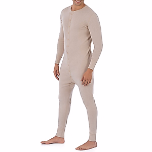 Fruit of the Loom Men's Premium Thermal Union Suit, Oatmeal, Medium