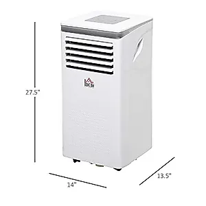 HOMCOM 10000 BTU Mobile Portable Air Conditioner for Home Office Cooling, Dehumidifier, and Ventilating with Remote Control, White