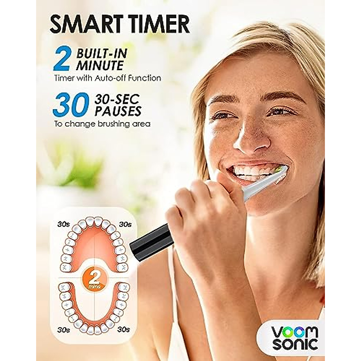 Voom Sonic Go 1 Series Travel Electric Toothbrush | Travel Toothbrushes - Battery Operated Toothbrush for Adults & Kids, Dentist Recommended Toothbrush, Portable w/ 2 Minute Timer (Black)