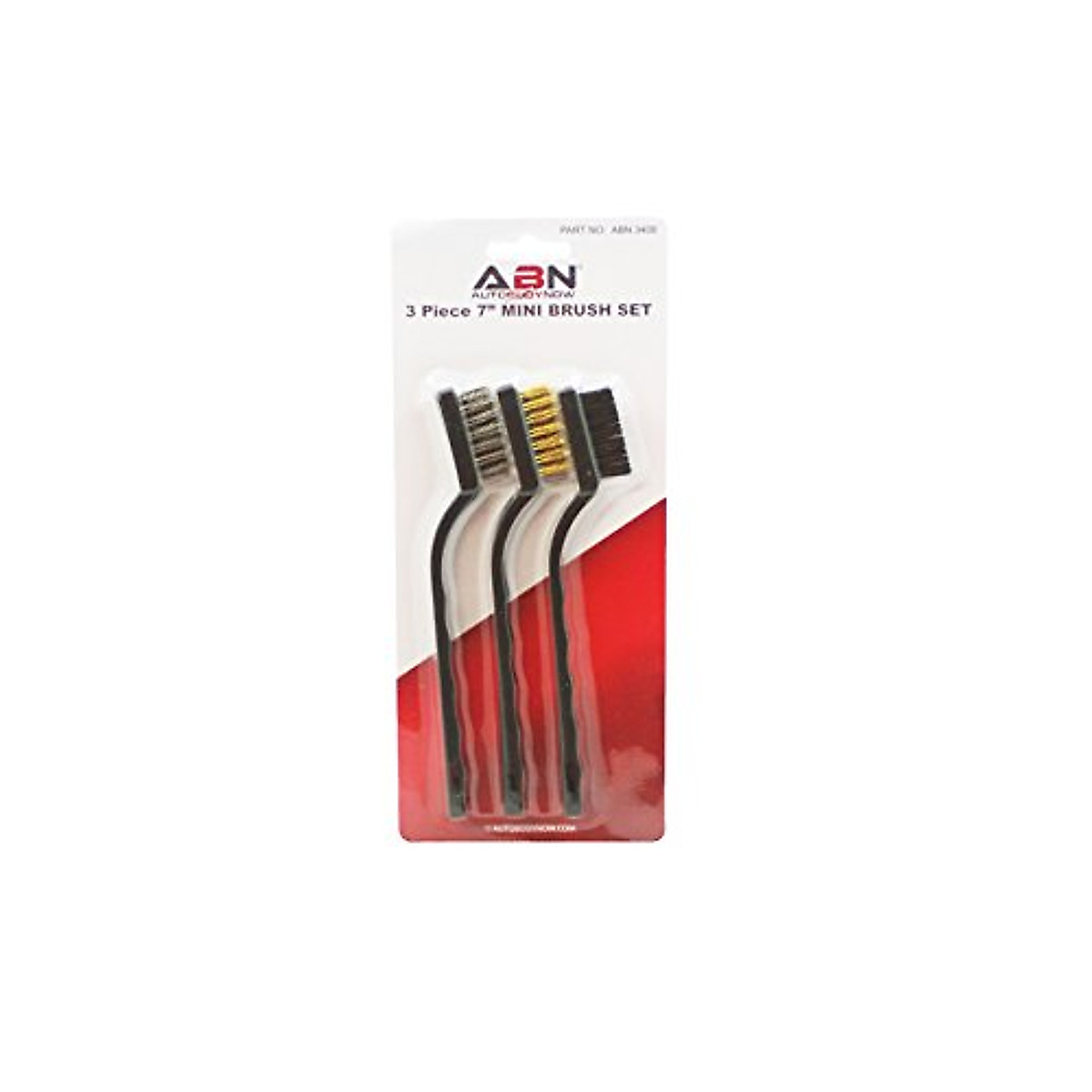 ABN 7in Mini Wire Detail Brush 3pc Set – Nylon, Brass, Stainless Steel – Metal Detail Brushes for Cleaning & Automotive