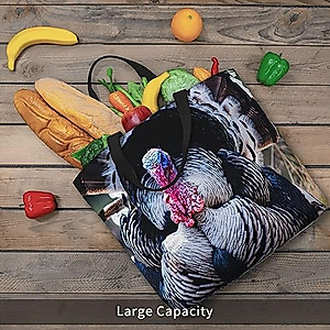 VACSAX Tote Bag for Women Reusable Shopping Bags Thanksgiving Turkey Print Shoulder Handbag Aesthetic Totes for Grocery