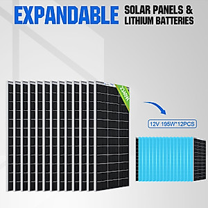 ECO-WORTHY 10.7KWH 2400W 48V Solar Power System Kit Off Grid Solar Panel Kit with 5000W 48V All-in-one Solar Charge Inverter and 12pcs 195W Solar Panel and Z Mounting Brackets.Plug and Play