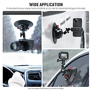 Neewer 6" Camera Suction Mount with Ball Head Magic Arm, 1/4" 3/8" ARRI Mounting Holes, Metal Car Mount for GoPro Action Camera/Camera/Phone, Air Pump Vacuum Suction Cup on Car or Window Glass, CA013