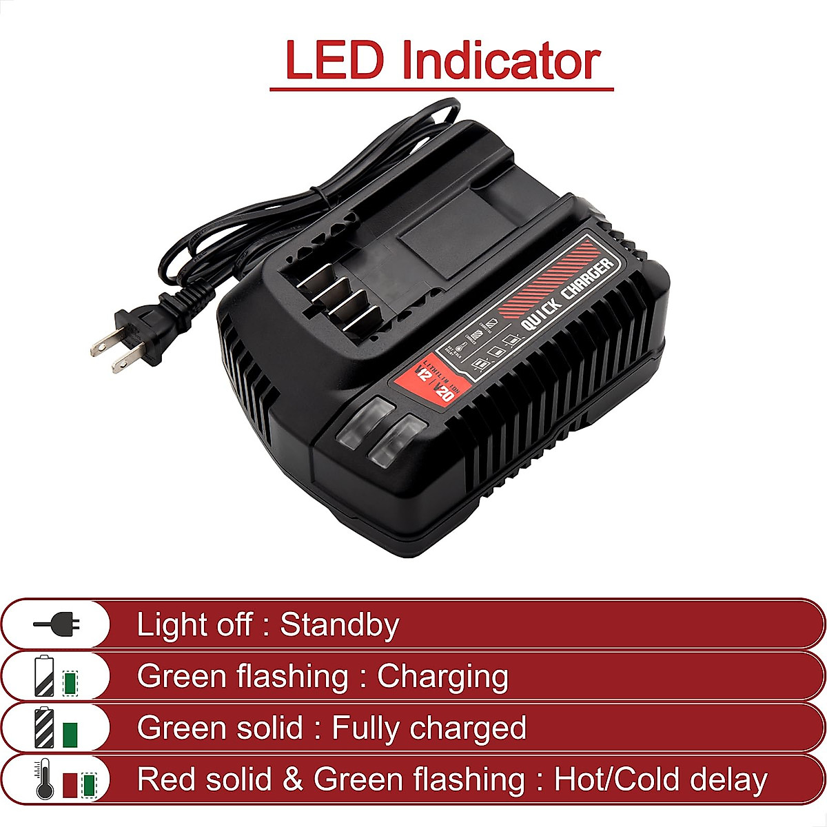 20V Max Battery Charger Replacement for Craftsman CMCB104,Compatible with Lithium Batteries CMCB101 CMCB204 CMCB202 CMCB201 CMCB209 CMCB205 CMCB102 CMCB100 (CMCB104)