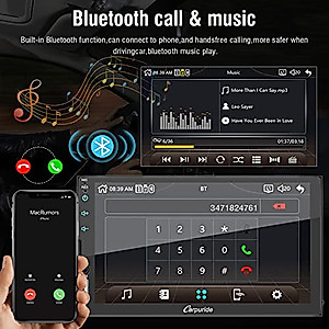 CARPURIDE Double Din Car Stereo with Apple Carplay & Android Auto, 7" Touchscreen Car Audio Receiver with Bluetooth, Mirror Link, Backup Camera, USB/TF/AUX Port, A/V in, SWC, FM/AM Radio, 2 din