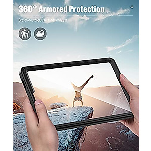 MoKo Case Fit Samsung Galaxy Tab A7 Lite 8.7-Inch 2021 (SM-T225/T220/T227), Shockproof Full Body Rugged Stand Back Cover Built-in Screen Protector Fit Galaxy Tab A7 Lite 8.7" 2021, Black