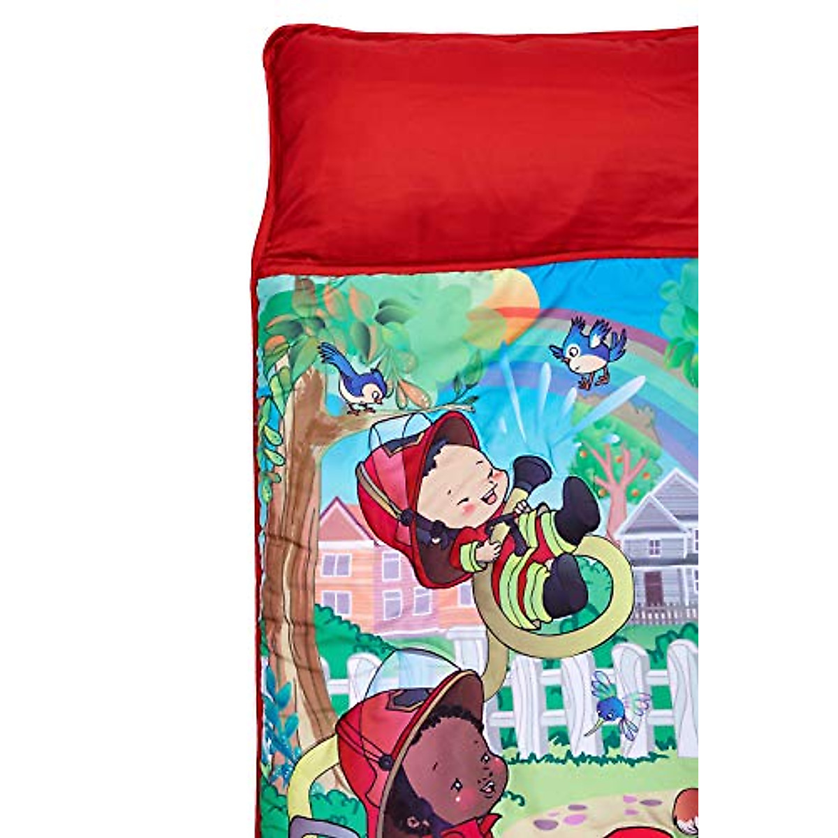 Baby Titi - Toddler Nap Mat with Removable Pillow, Carrying Handle and Strap Closure, Rollup Design, Soft Microfiber for Preschool, Daycare, Travel Sleeping Bag - Ages 2-4 Years (Firefighters)