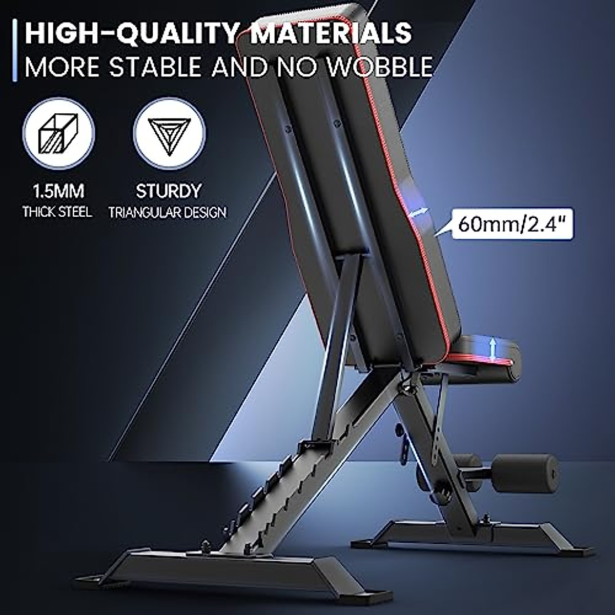 PASYOU Adjustable Weight Bench Press (9x4x3 Positions), Foldable Workout Bench, 700 Pounds Load Flat Incline Decline Strength Training Benches, Sit Up Exercise Equipment
