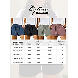 Eytino Womens Plus Size Loose Casual Drawstring Elastic Waist Summer Shorts with Pockets,1X Red
