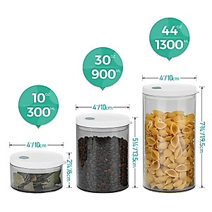 ComSaf Airtight Food Storage Container with Lid(10oz/30oz/44oz) Set of 6, Round Airtight Canisters, BPA Free Clear Plastic Food Storage Canister, Kitchen Pantry Container for Sugar, Flour and Cereal