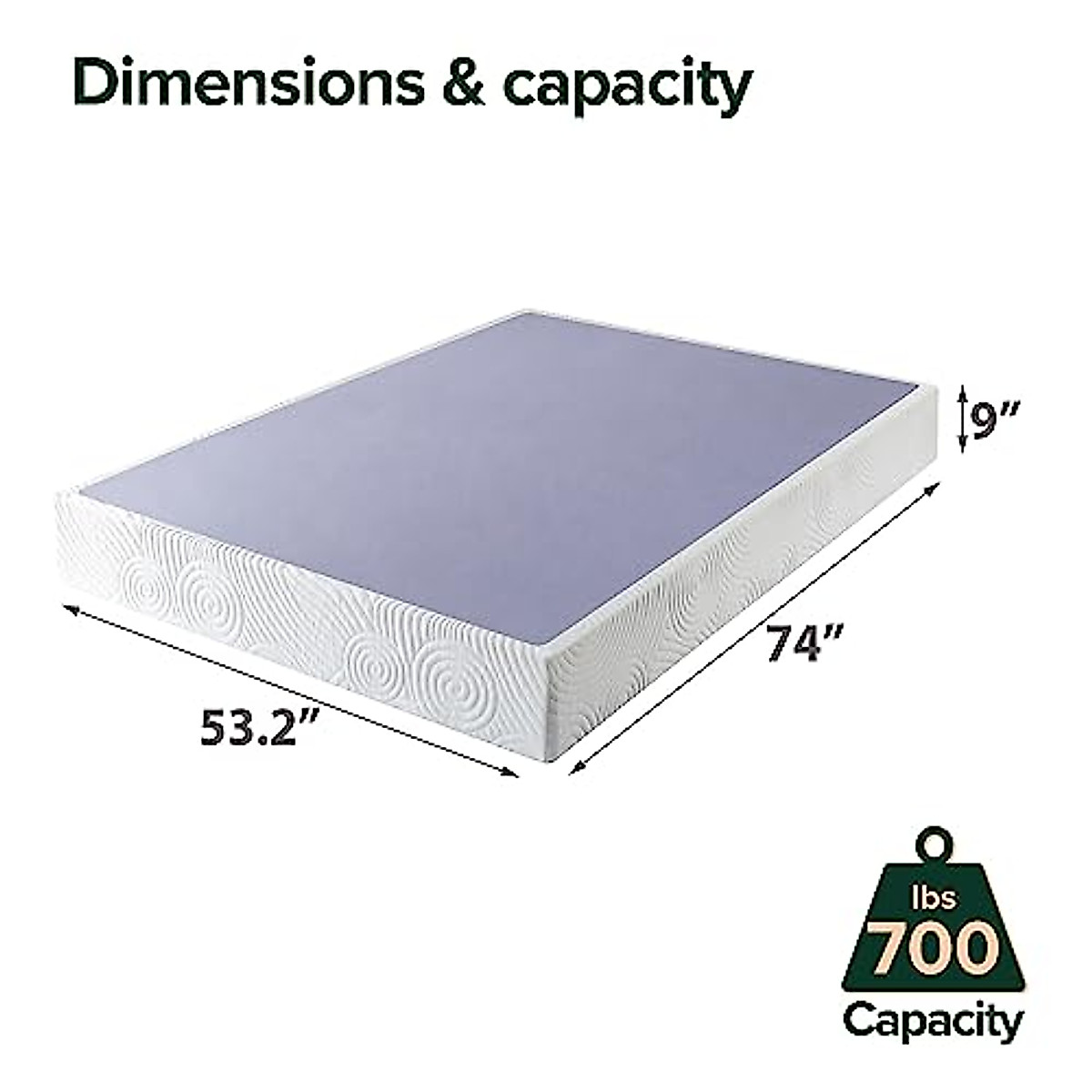 ZINUS Metal Box Spring with Wood Slats, 9 Inch Mattress Foundation, Sturdy Steel Structure, Easy Assembly, Full
