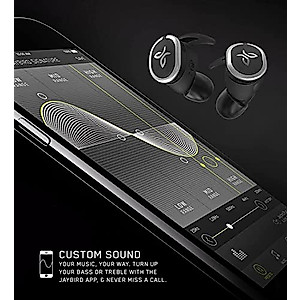 Jaybird RUN True Wireless Headphones for Running, Secure Fit, Sweat-Proof and Water Resistant, Custom Sound, 12 Hours In Your Pocket, Music + Calls (Jet) (Renewed)