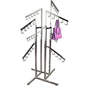 Purse Rack Only Garment Racks Deluxe Handbag Rack – Heavy Duty Commercial Grade Chrome Handbag Rack, 8 Adjustable Height Slant Arms, Perfect for Handbags, Purses, Backpacks and More!
