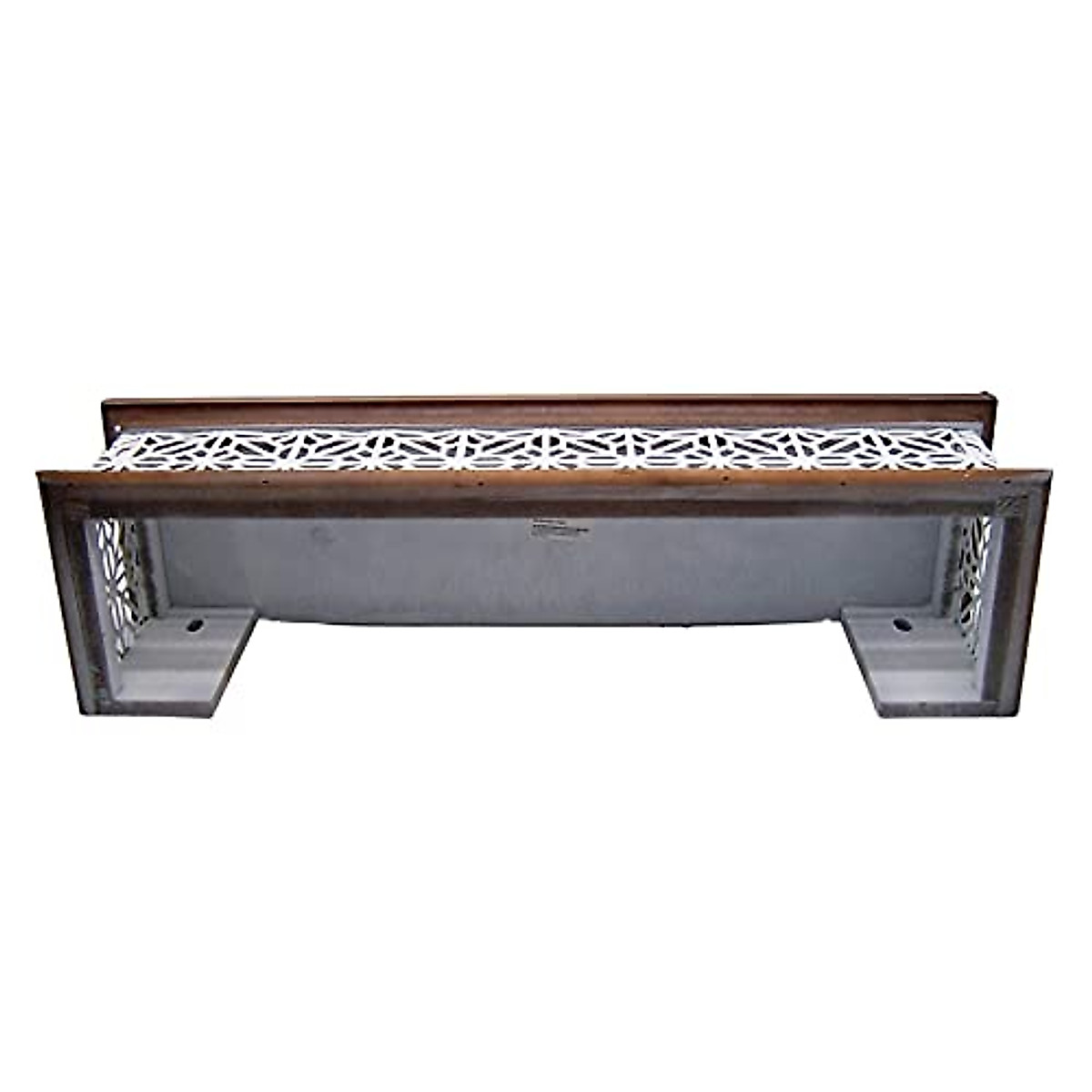 VIP Home and Garden Wooden Floating Shelf with Metal Embossed Lattice, Wall Mounted, Farmhouse Décor, 24 Inches, White, Brown, 24inch L x 6.5inch W x 5.75inch H