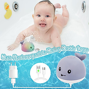 Baby Bath Toys, Rechargeable Whale Automatic Spray Water Bath Toy, Light Up Spray Water Bathtub WaterTableToys for Kids 6-12, Pool Toy for Toddlers Boys and Girls
