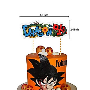 50Pcs Dragon Anime Party Decorations,Dragon Anime Party Banner,Super Saiyan Foil Balloon, Latex Balloon, Cupcake Topper and Cake Topper, Gokuing Party Supplies for kids