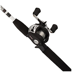 Shakespeare Alpha Medium 6' Low Profile Fishing Rod and Bait Cast Reel Combo (2 Piece),Black, White