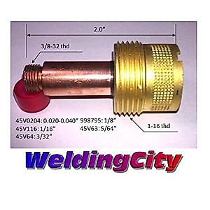 WeldingCity 2-pk Large Gas Lens Collet Body 45V63 (5/32") for TIG Welding Torch 17, 18 and 26 Series from Weldcraft Lincoln Miller ESAB CK (2-PK)
