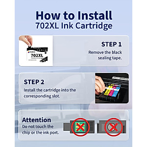 Hookink 702XL Ink Cartridges Combo Pack 5-Pack Remanufactured Replacement for Epson 702 XL Ink Cartridges Work with Workforce Pro WF-3720 WF-3730 WF-3733 (2 Black, 1 Cyan, 1 Magenta, 1 Yellow)